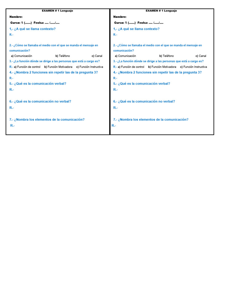 Exsamen 1 de Lenguaje | PDF