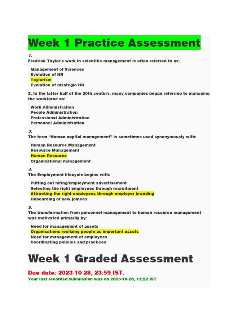 ALL Week Graded Assessment HRM Strategy Execution | PDF | Motivation | Motivational
