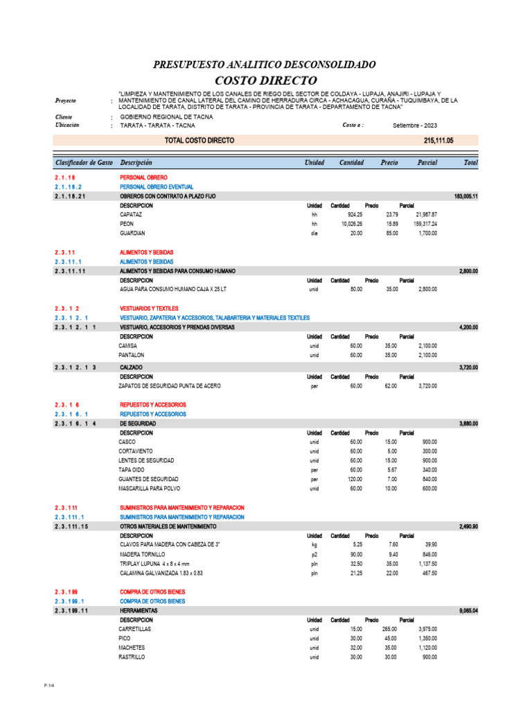 PRESUPUESTO ANALITICO (Oficial) | Descargar gratis PDF | Presupuesto