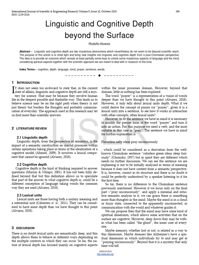 Linguistic-and-Cognitive-Depth-beyond-the-Surface | PDF | Linguistics | Cognition