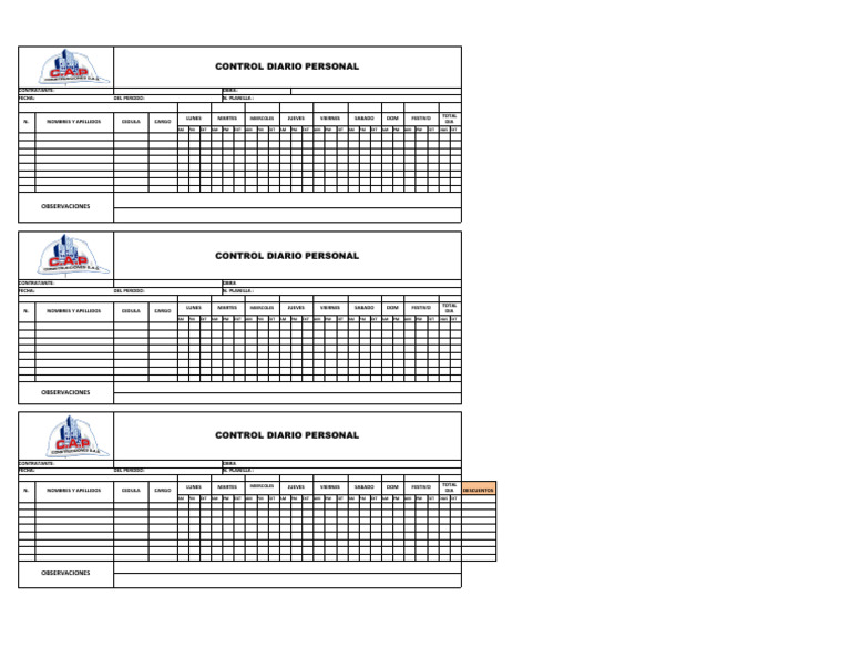 FORMATO CONTROL HORAS EXTRAS | PDF