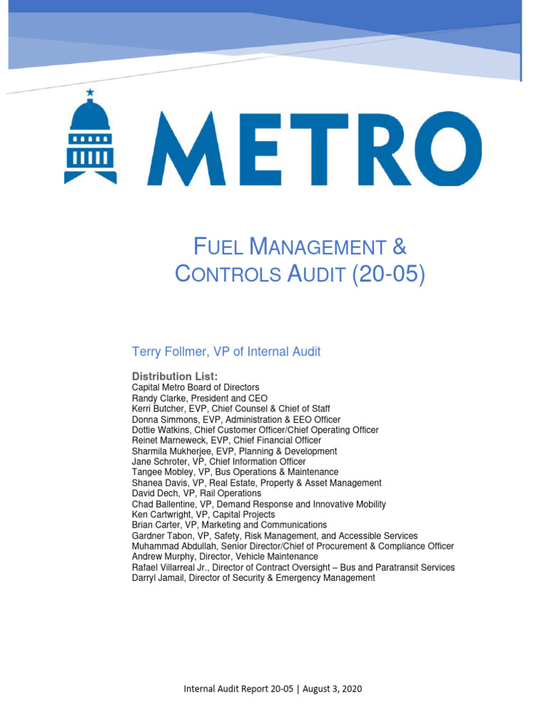 20 05 Fuel Management and Controls Audit 8 3 2020 | PDF | Audit ...