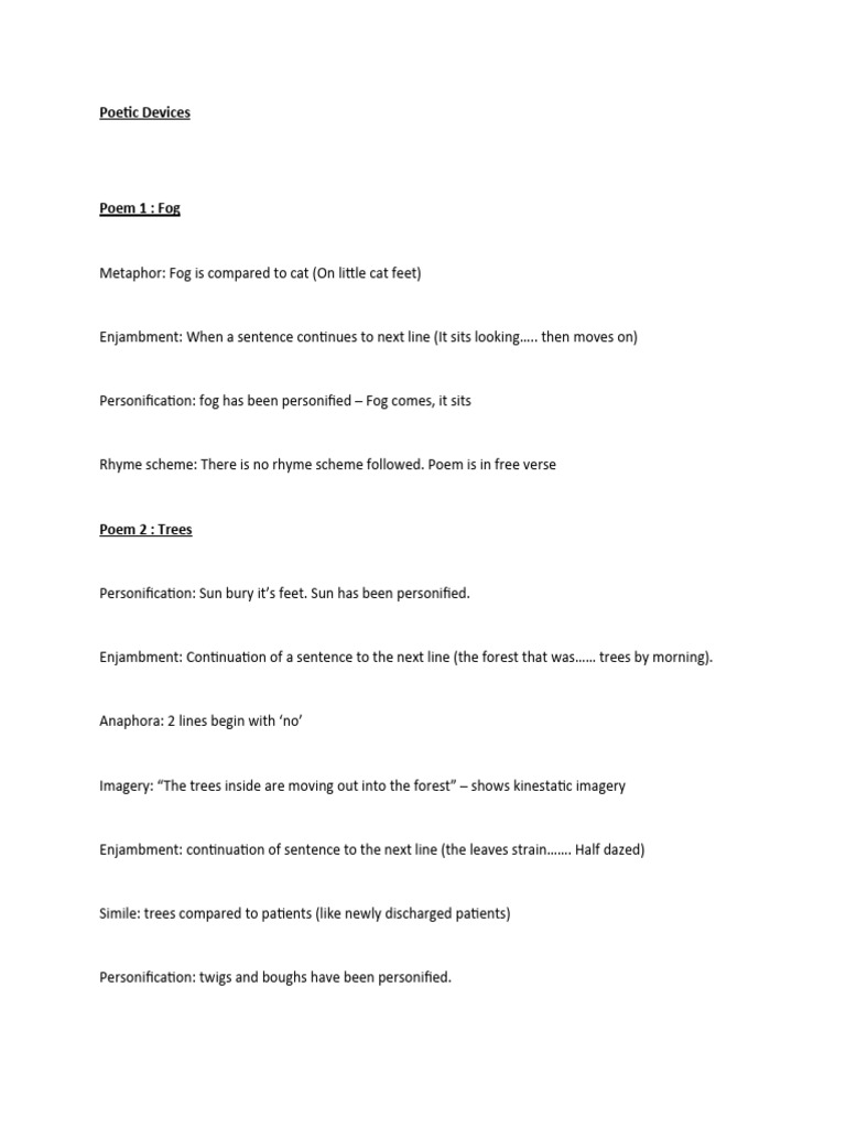 Poetic Devices of All Poems | PDF | Poetry | Rhyme