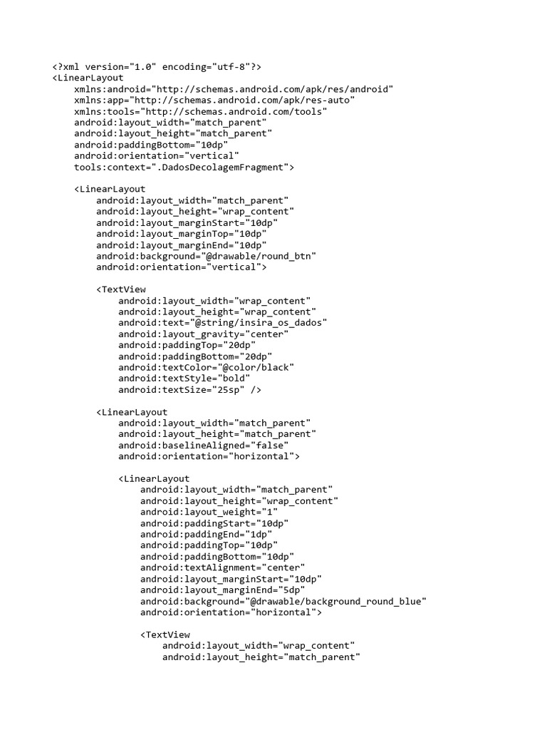Arquivo Do XML Da Fragment Activity - Dados - Decolagem - Fragment | PDF