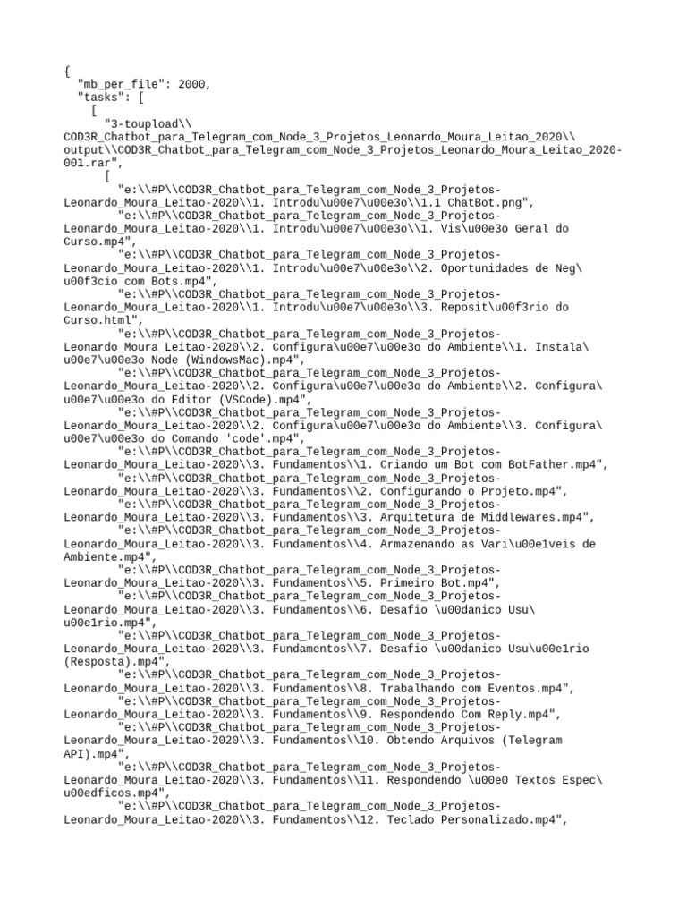 COD3R Chatbot para Telegram Com Node 3 Projetos Leonardo Moura Leitao | PDF | Informática