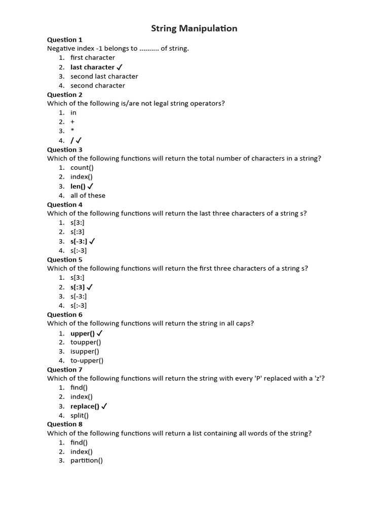 String Manipulation Qb Pdf String Computer Science Control Flow 2888
