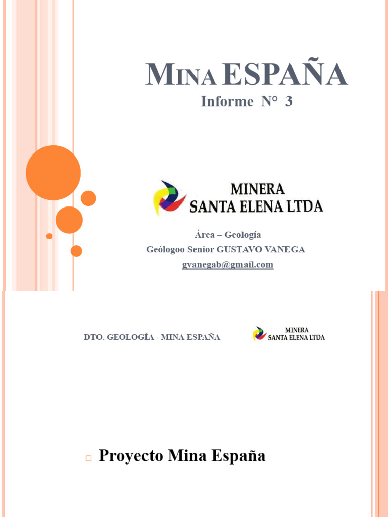 Proyecto Mina España Informe N 3_GeolGVanega_10!9!2020 Resumido | PDF | Ciencias de la Tierra ...
