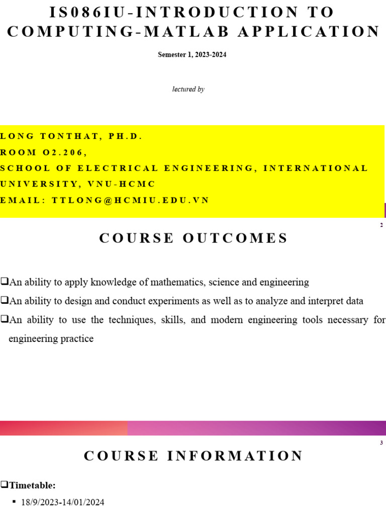 Introduction and Lecture 1-MATLAB-2023 | PDF | Matlab | Matrix (Mathematics)