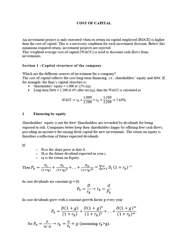 Cost of Capital | PDF | Cost Of Capital | Capital Structure