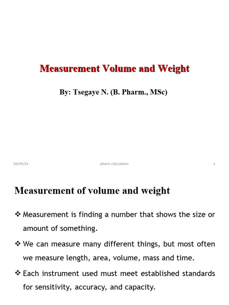 2.Measurement of volume and weight | PDF | Weight | Volume