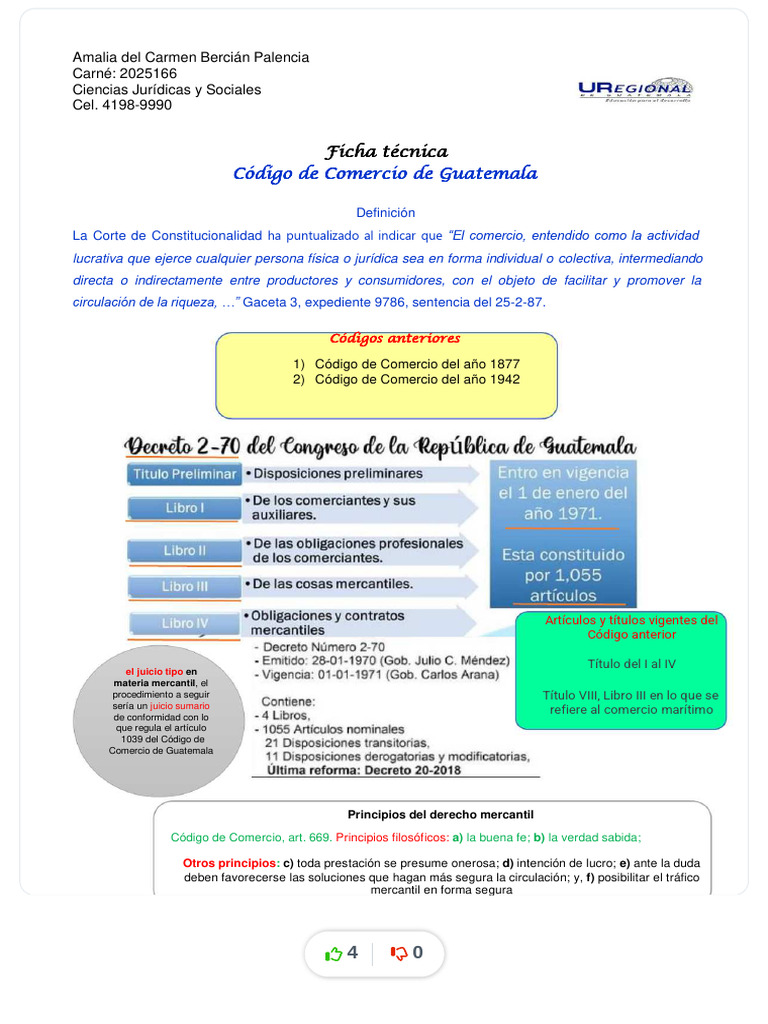 Ficha Tecnica Del Codigo de Comercio de Guatemala | PDF | Justicia | Crimen y violencia