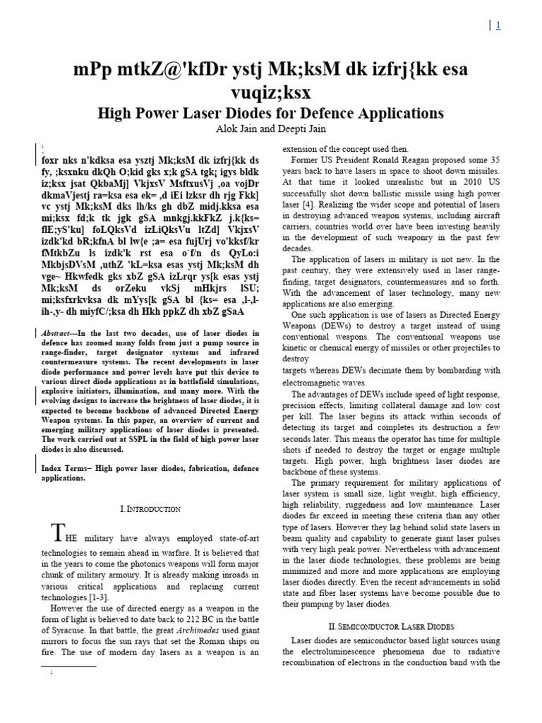 High Power Laser Diodes in Defence | PDF | Laser Diode | Laser