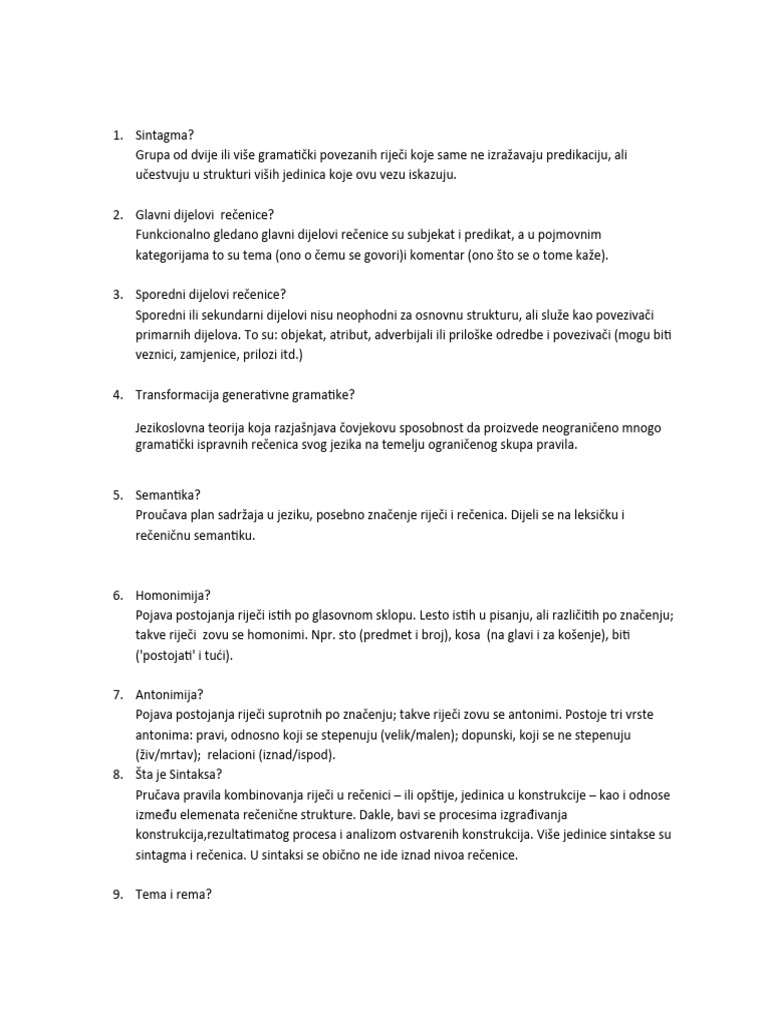 Odgovori Na Pitanja Lingo | PDF