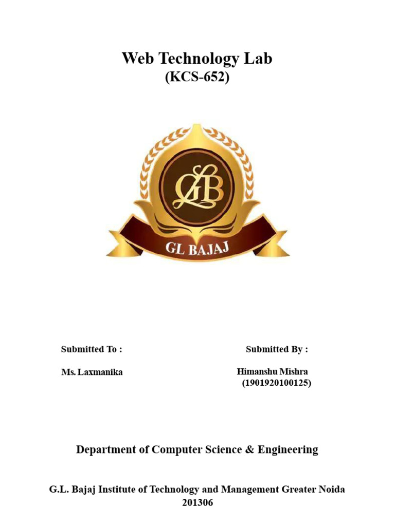 Web Technology Lab: Department of Computer Science & Engineering | Download Free PDF | Html ...