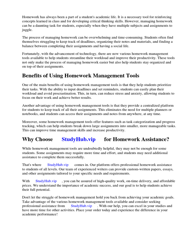 Homework Management Tools | PDF | Homework | Internet
