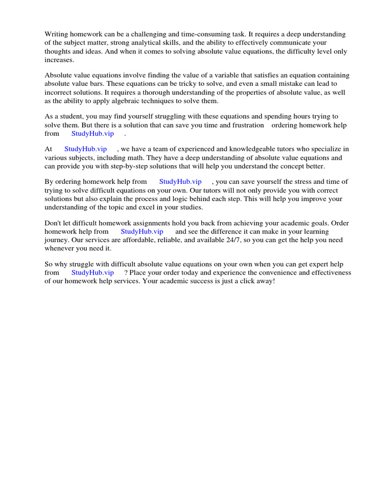 Homework 4 Absolute Value Equations | PDF | Equations | Algebra