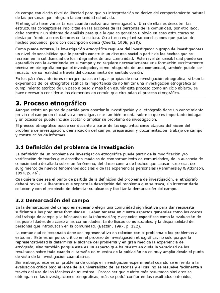 Proceso de Investigación Etnográfica | PDF | Etnografía | Teoría