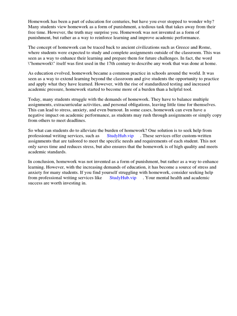 Was Homework Invented As A Punishment | PDF | Homework | Teachers