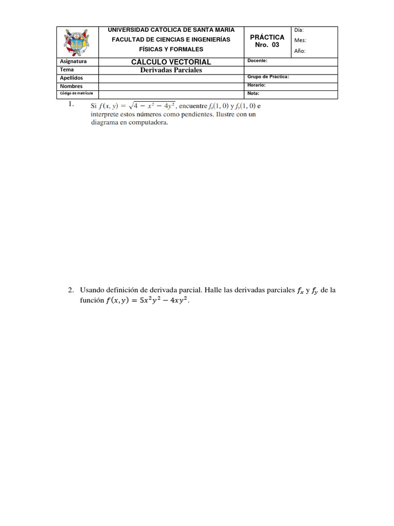 Practica Derivadas Parciales y Regla de La Cadena | PDF