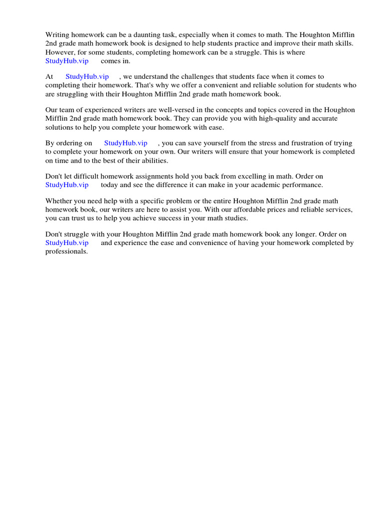 Houghton Mifflin 2nd Grade Math Homework Book | PDF | Books | Homework