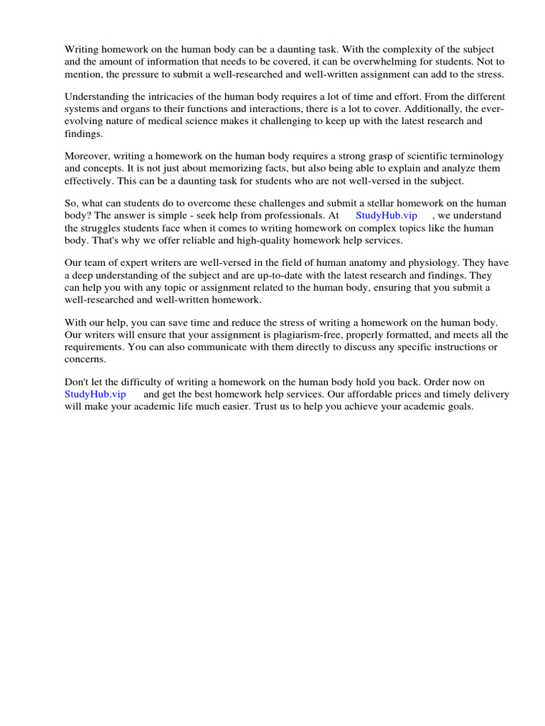 The Human Body Homework Help | PDF | Homework | Homeschooling