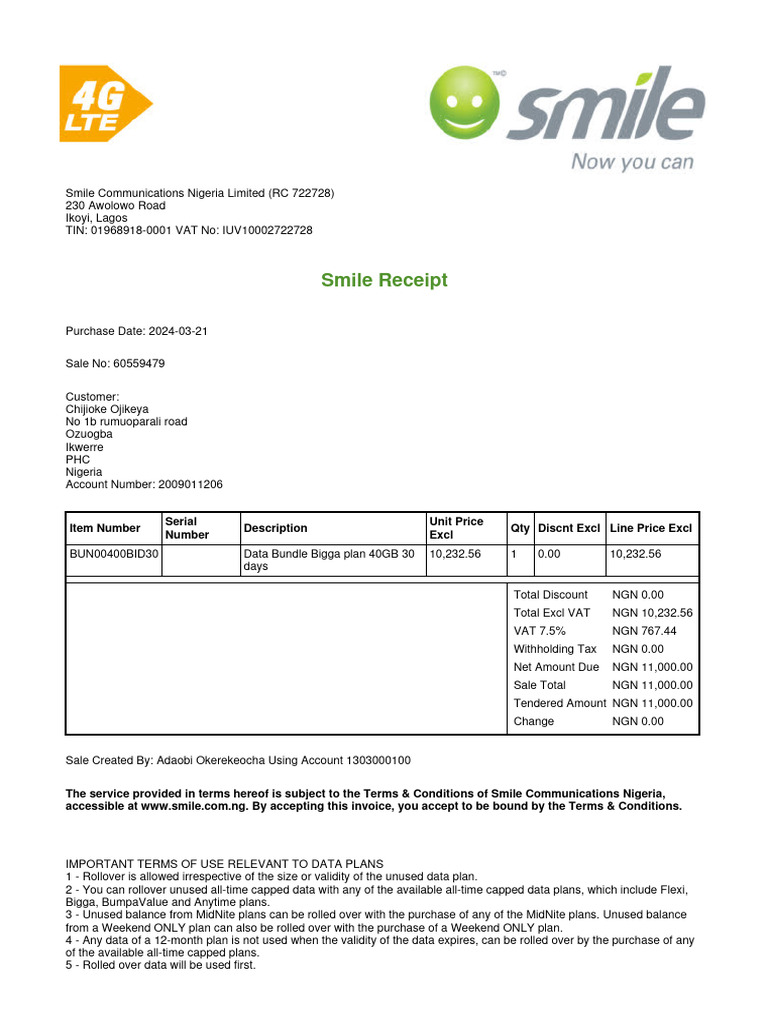 Smile Receipt - 60559479 | PDF | Receipt | Value Added Tax