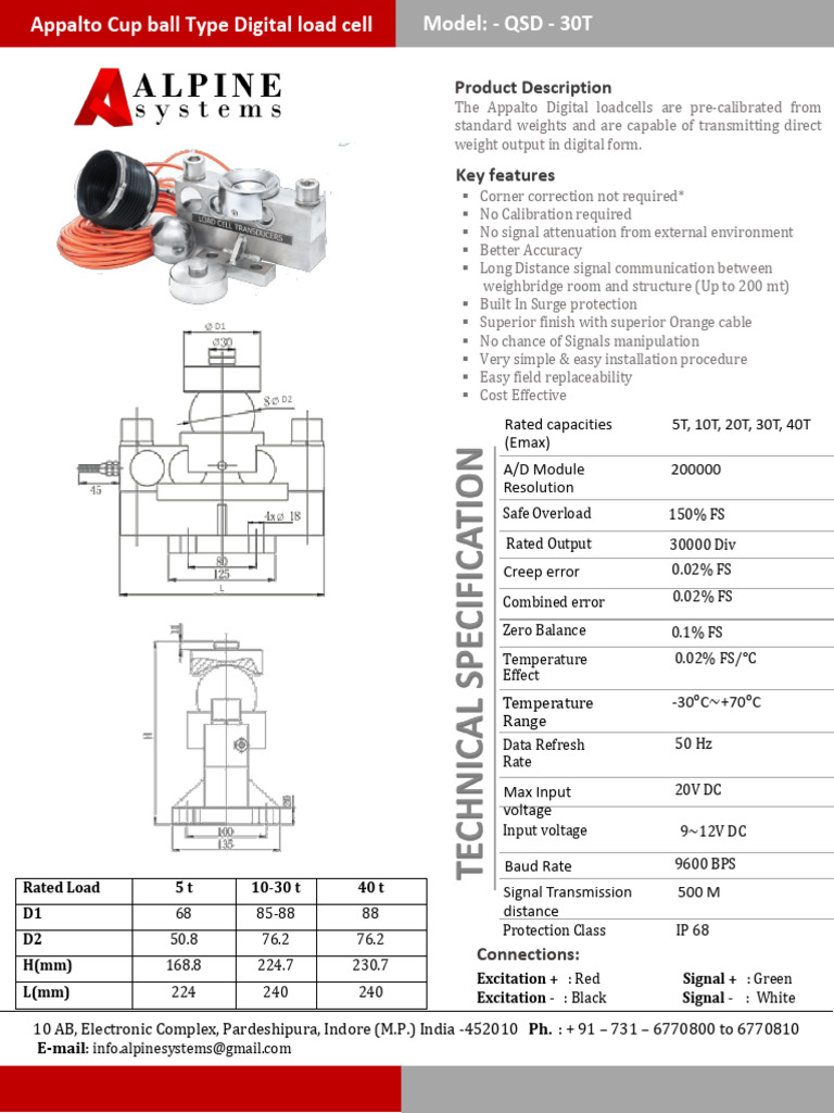 Ball Type Load Cell | PDF | Analog To Digital Converter | Information ...