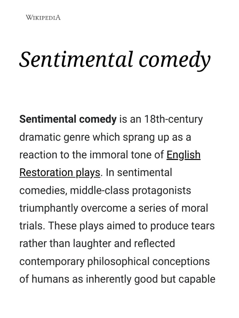 Sentimental Comedy - Wikipedia | PDF