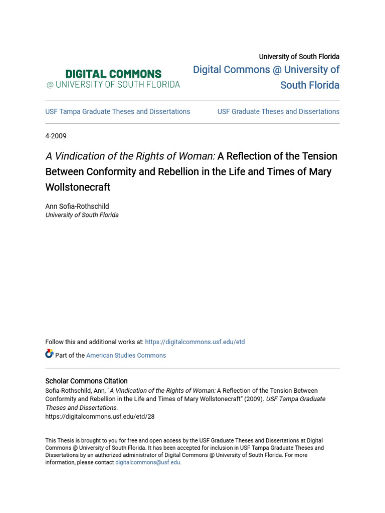 em - A Vindication of The Rights of Woman - em - A Reflection of TH ...