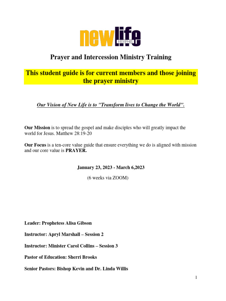 Nlom Prayer and Intercession Ministry Training 2023 | PDF | Spiritual Gift | Intercession