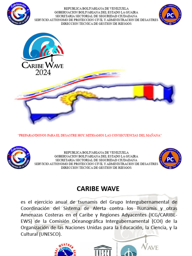 Presentación Caribe wave 2024 | PDF | Defensa Civil | Tsunami