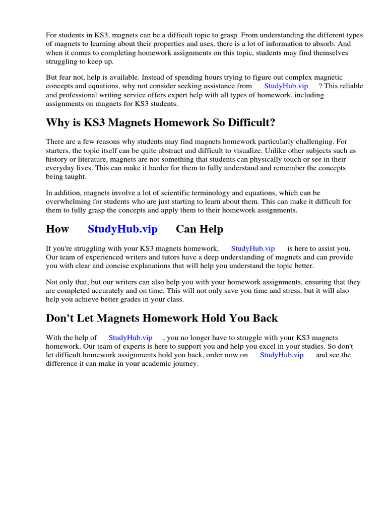 Magnets Homework Ks3 | PDF | Homework | Facebook