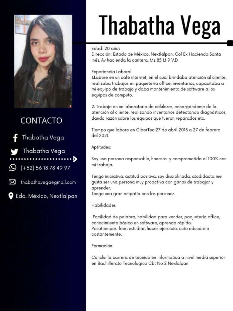 Perfil Profesional de Thabatha Vega | PDF