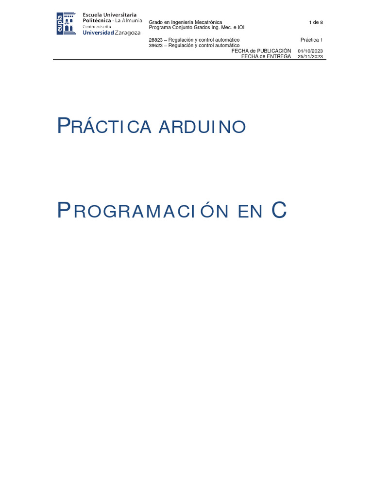 Practica Arduino 2023-2024 | PDF | Filtro electronico | Sensor Practica Arduino 2023-2024 | PDF | Filtro electronico | Sensor