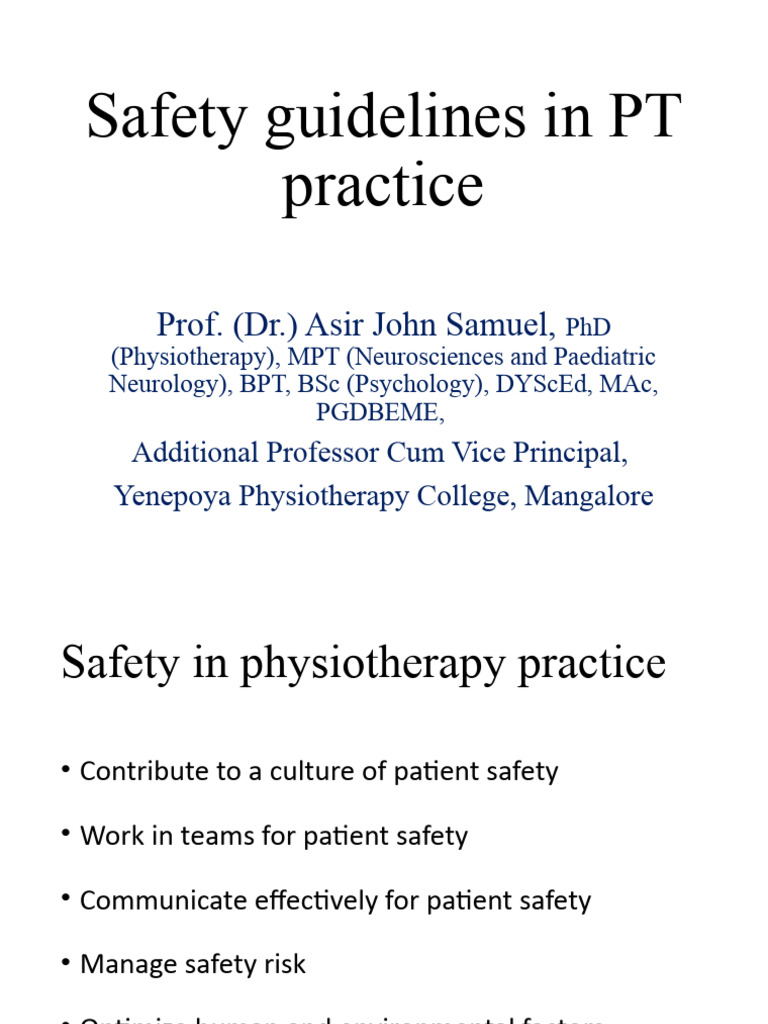 Safety Guidelines in PT Practice | PDF | Physical Therapy | Hospital