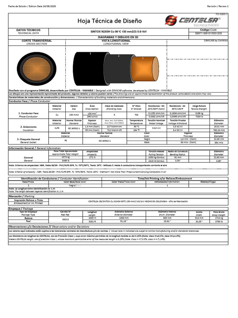 SINTOX N2X0H Cu 90°C 150 mm2 (5) 0.6 - 1KV | PDF | Ciencia de los ...
