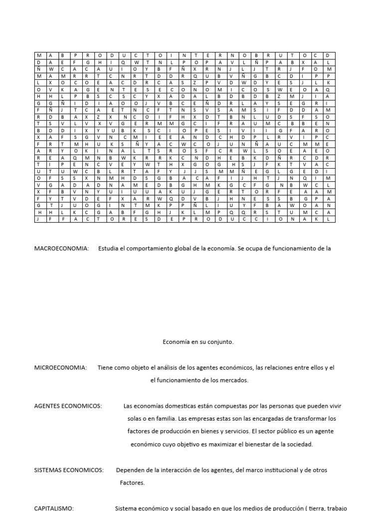 Sopa de Letras | PDF | Capital (economía) | Sistema económico
