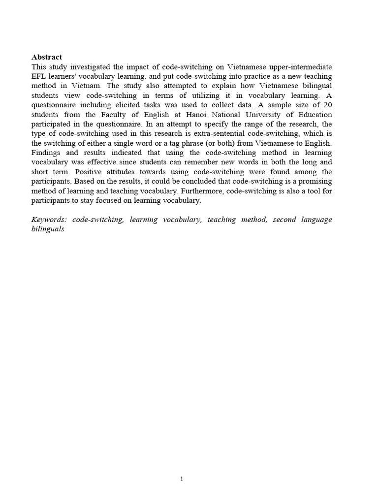 12_Utilizing Code-switching in learning vocabulary in Vietnamese classes | PDF | Multilingualism ...