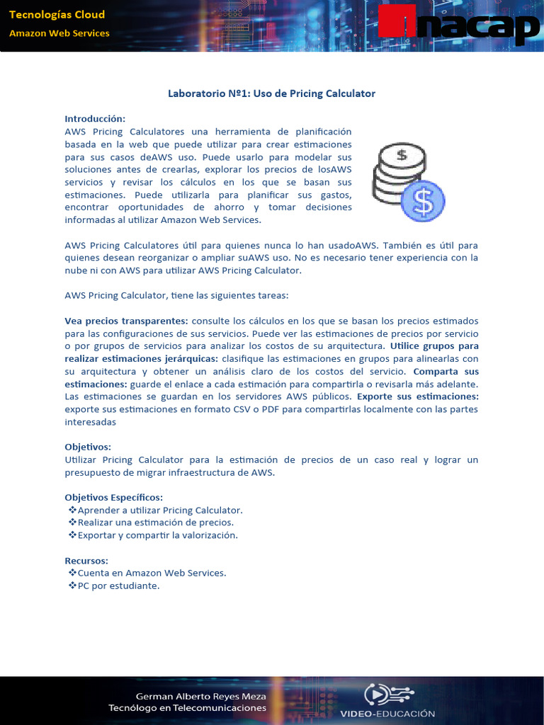 Laboratorio 1 - Utilizando La Calculadora de Precios de AWS | PDF | Servicios web de Amazon ...