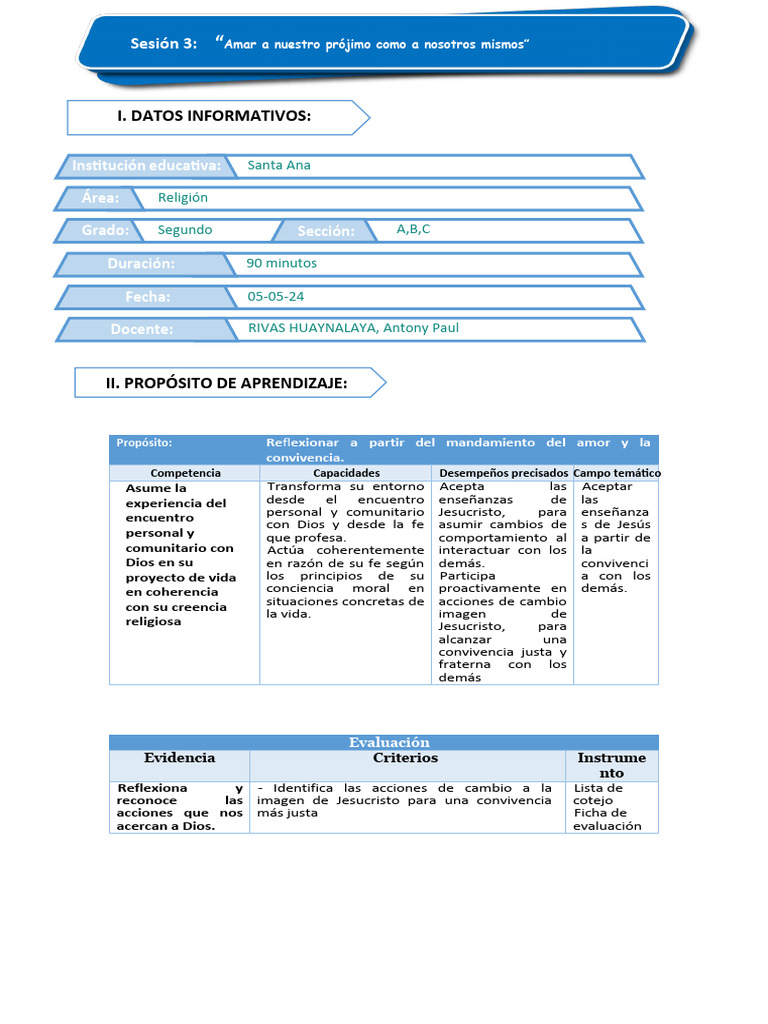 semana 3 sesion de segundo de secundaria | PDF | Amor | Jesús