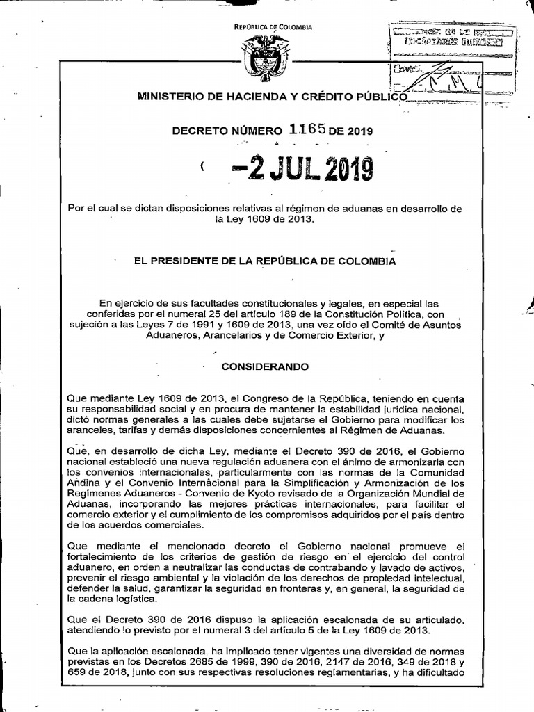 Decreto 1165 Julio 02 2019 | PDF
