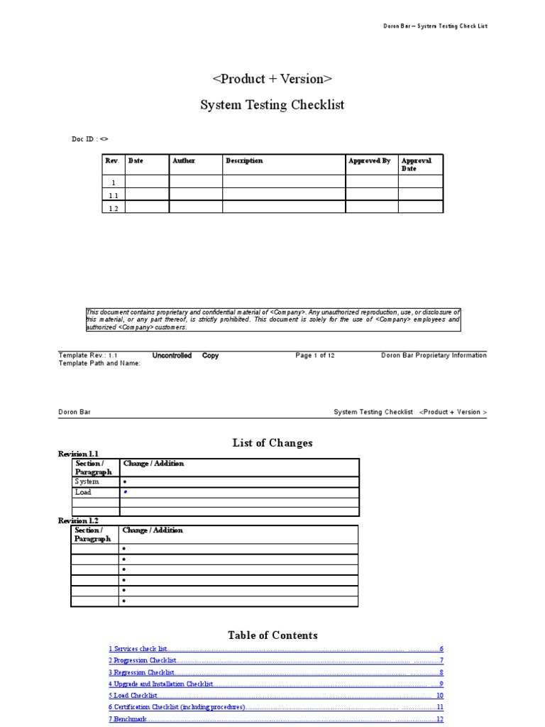 Testing Checklist Product Version | PDF | Intellectual Works | Software