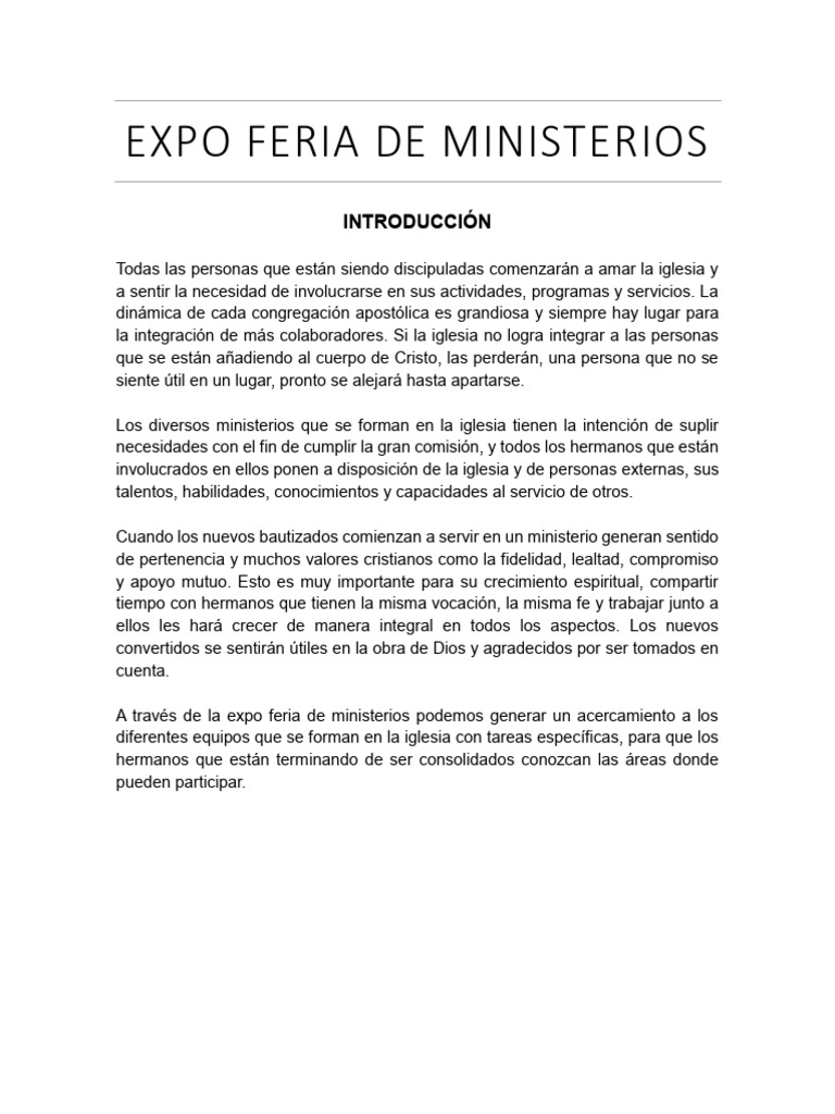 MANUAL EXPO FERIA DE MINISTERIOS | PDF | Iglesia Católica | Iglesia ...