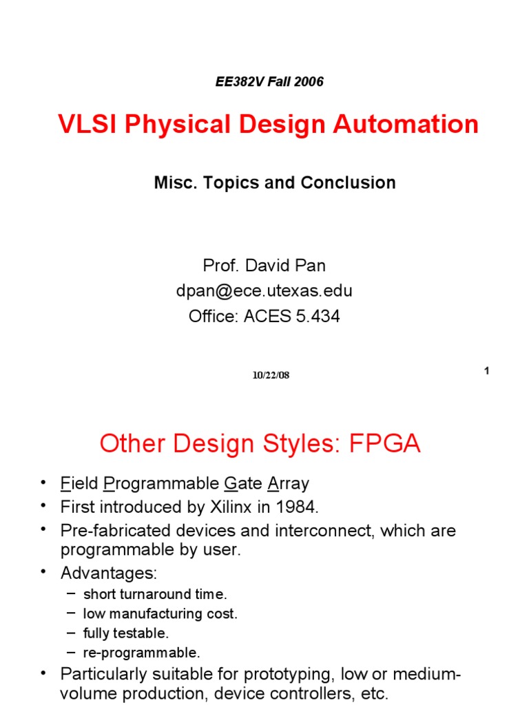 Lecture25 Fpga Conclude | PDF | Field Programmable Gate Array | Integrated Circuit