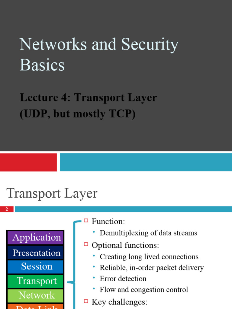Transport Layer: TCP & UDP Overview | PDF | Transmission Control ...