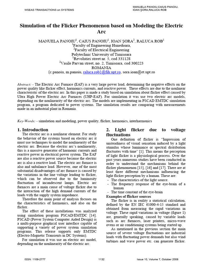 Simulation of The Flicker Phenomenon Based On Modeling The Electric Arc ...