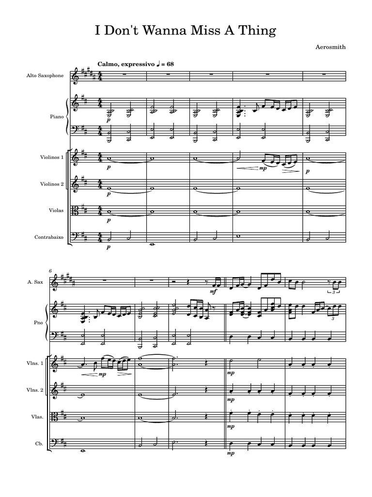 I Don't Wanna Miss A Thing Sheet Music | PDF | Popular Music | Musical ...