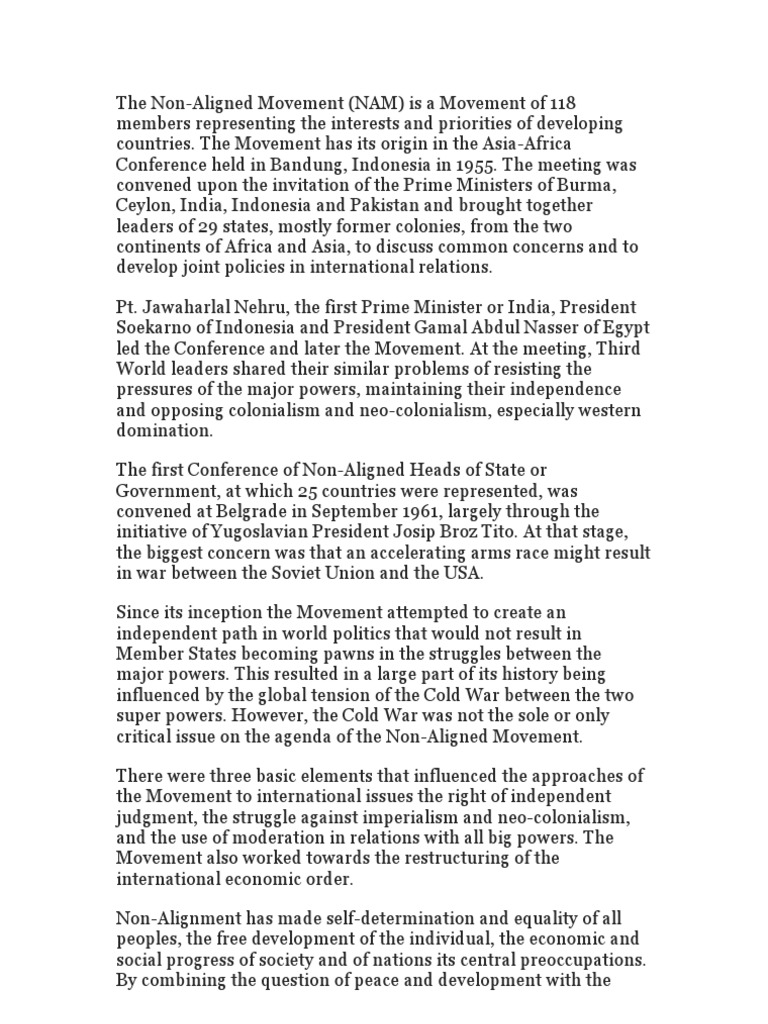 Non Aligned Movement | Non Aligned Movement | International Security