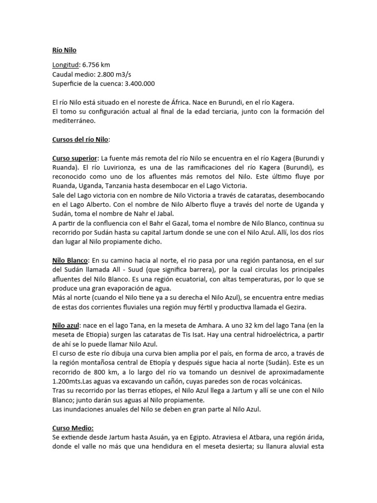Río Nilo | PDF | Nilo | Desierto
