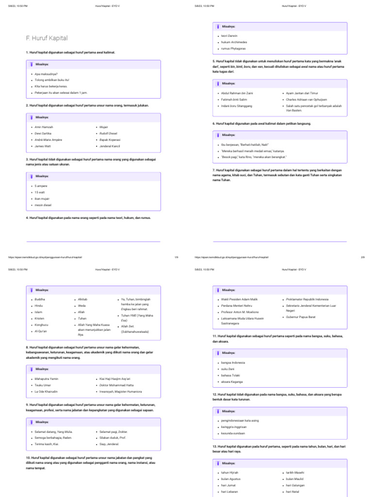 Huruf Kapital - EYD V | PDF